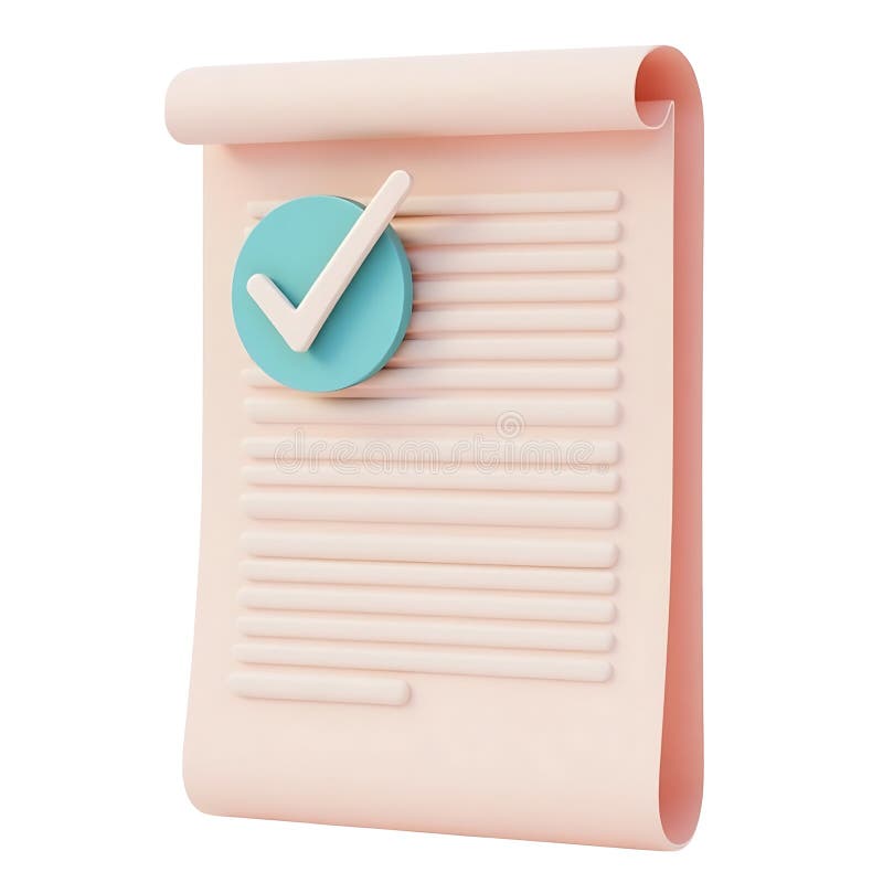 Peachy Checklist Approved 3D Render on White Stock Illustration ...