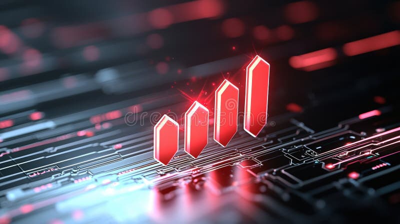 Red Graph on Circuit Board stock illustration. Illustration of business ...