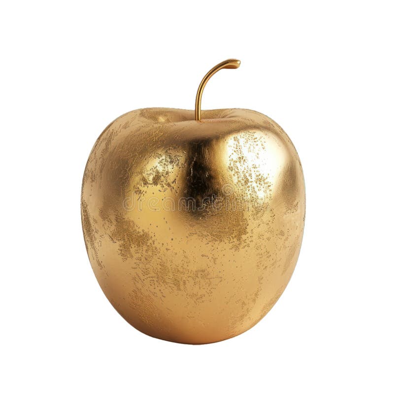Golden Apple on Transparent Background Stock Photo - Illustration of ...