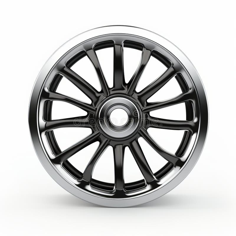 Streamline Elegance: Black Chrome Wheel Design on White Background ...