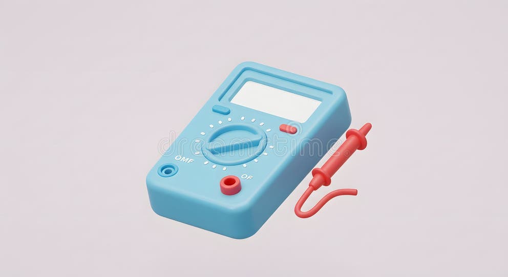 3D Render of a Blue Multimeter and Test Leads: Electrical Measurement ...