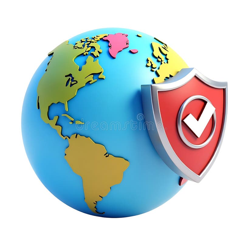Global Protection a Secure Earth 3D Render on White Stock Illustration ...