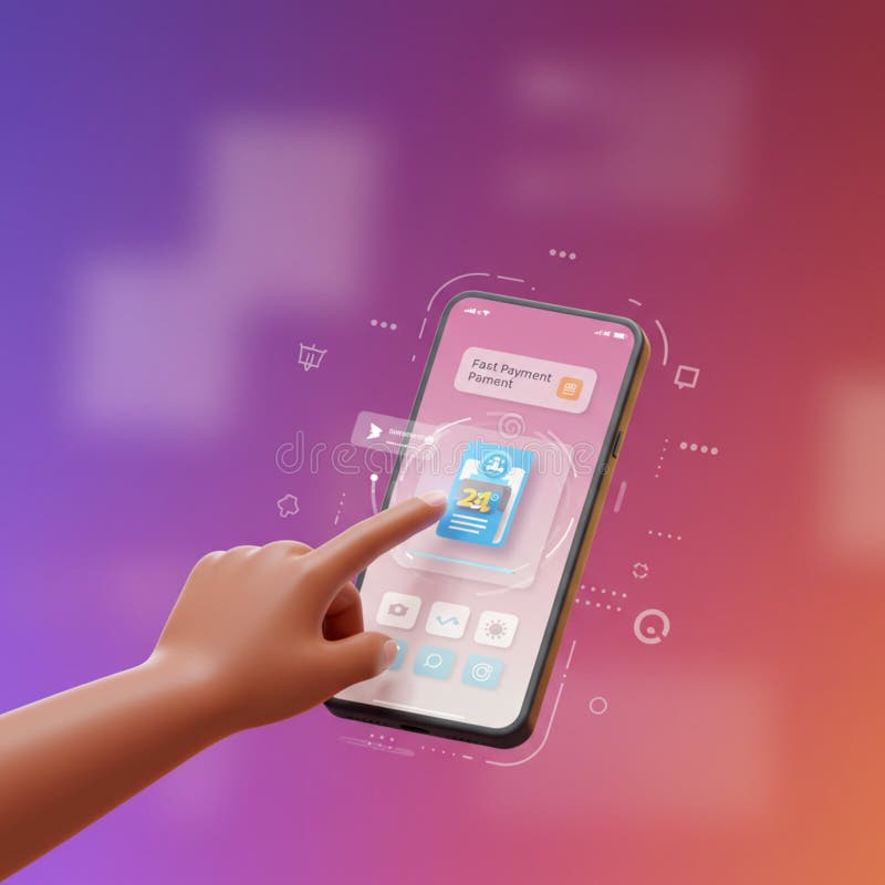 A 3D-rendered Image Shows a Human Hand Interacting with a Smartphone ...