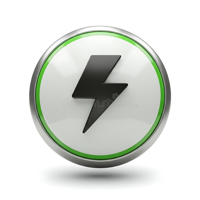 High-Speed Download Button: Green, Lightning Bolt Icon Stock ...