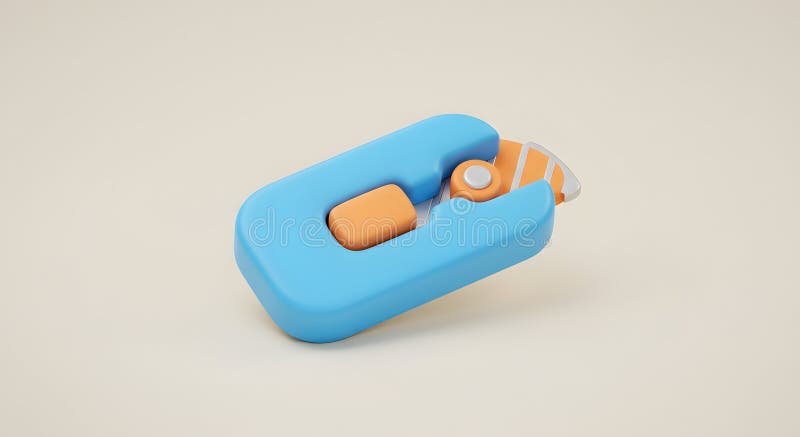 3D Render of a Cartoonish Blue Box Cutter Utility Knife for Design ...
