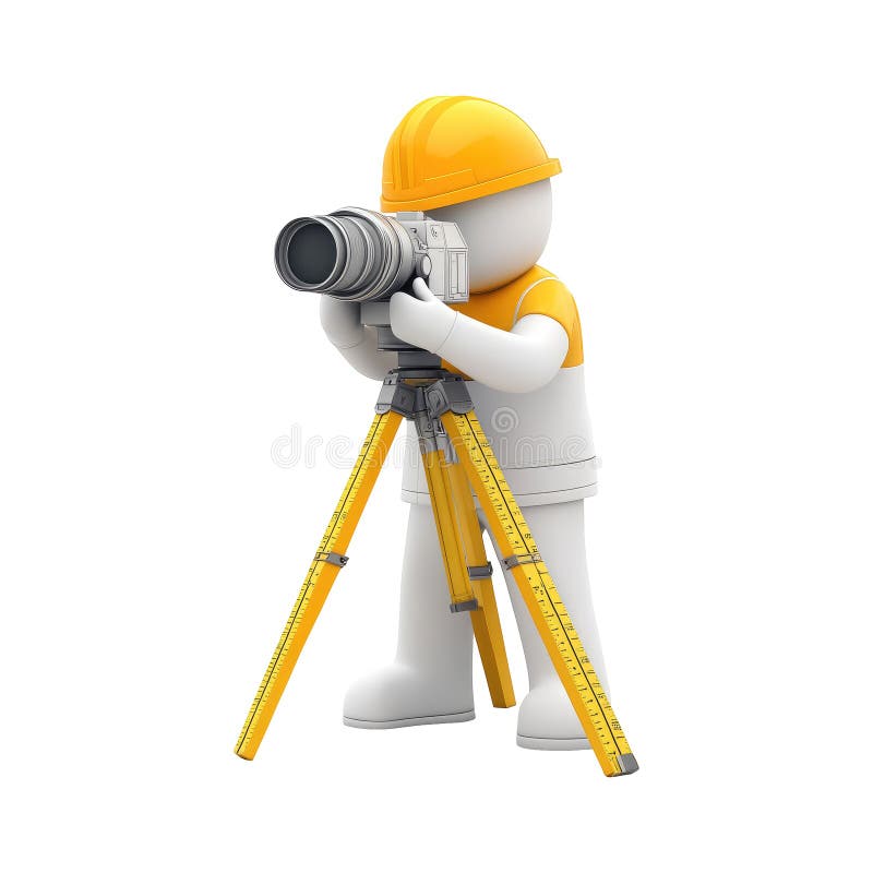 Professional Surveyor Using a Tripod and Camera Stock Illustration ...