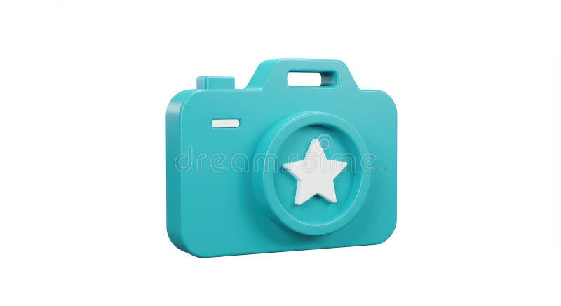 Teal Camera Icon with Star stock illustration. Illustration of wheel ...