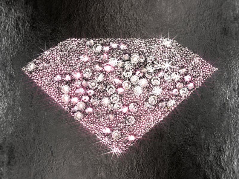 Diamond Shape Made of Shiny Diamonds on Black Concrete Stock ...