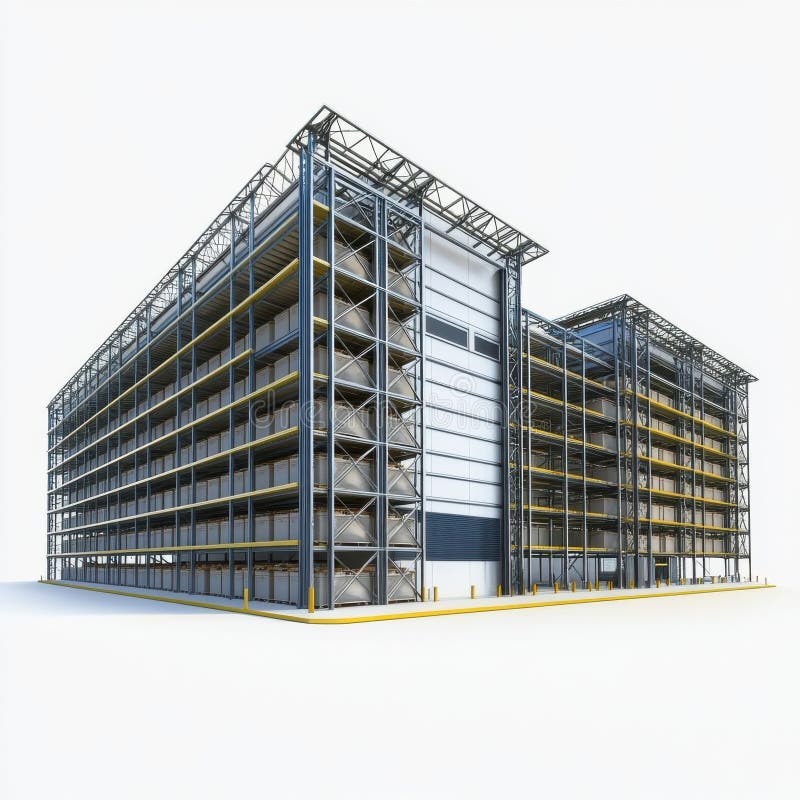 3D Rendered Industrial Building with Modern Design and Structure Stock ...