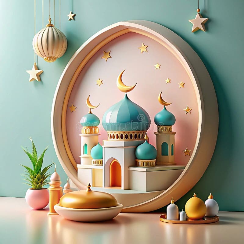 3D Rendered Islamic Mosque Scene Stock Illustration - Illustration of ...