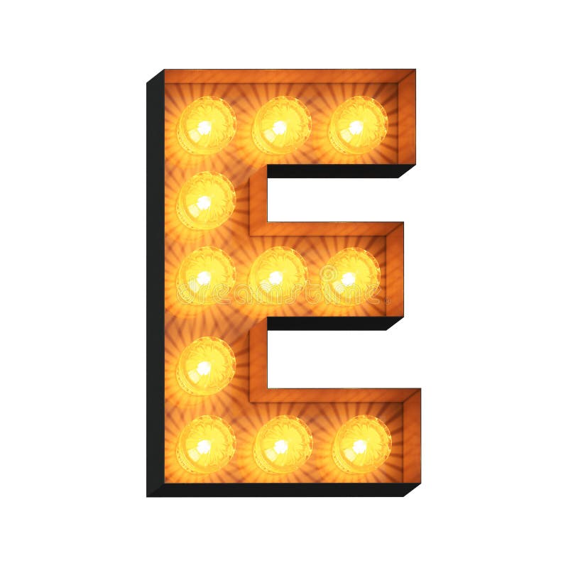 Isolated 3d Image of Marquee Letter E Stock Illustration - Illustration ...