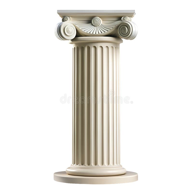 Classic Ionic Column Architectural Element Rendered Against a Pure ...