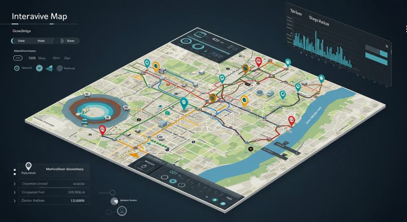 A 3D-rendered Isometric Map Depicting an Urban Transit Network ...