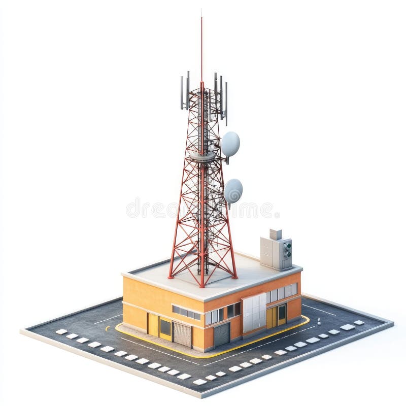 Modern Telecommunication Tower on Building Rooftop, City Infrastructure ...