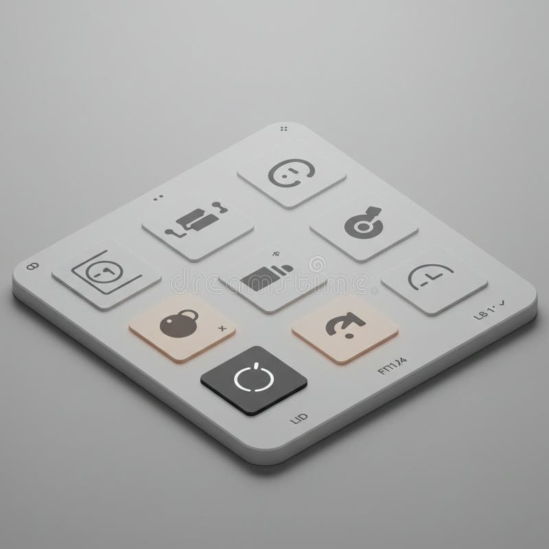 A 3D-rendered Keypad Featuring a Grid of Nine Square Buttons with ...