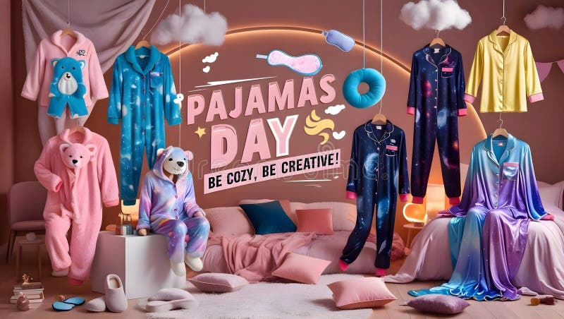 A 3D-rendered Label Design for Unique and Interesting Pajamas Day Stock ...