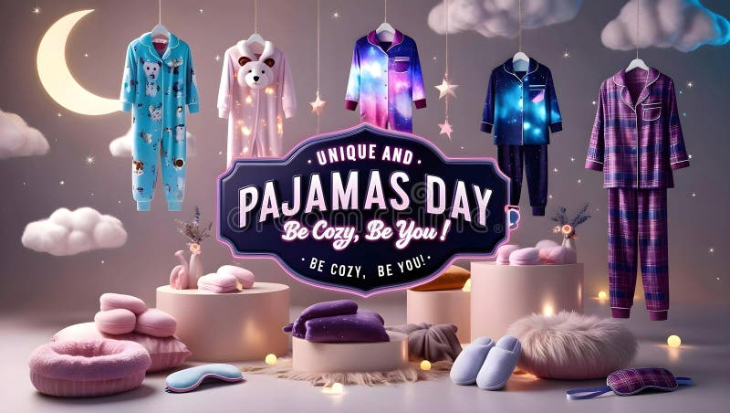 A 3D-rendered Label Design for Unique and Interesting Pajamas Day Stock ...