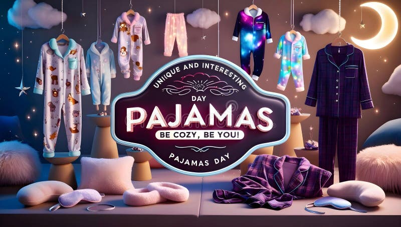 A 3D-rendered Label Design for Unique and Interesting Pajamas Day Stock ...
