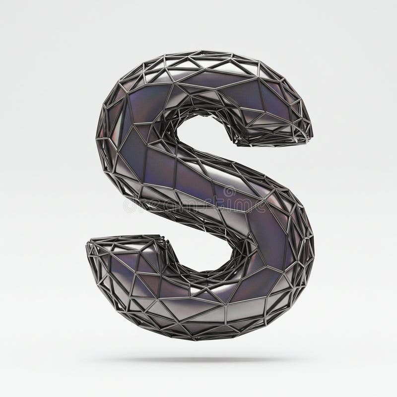 A 3D-rendered Letter "S" with a Geometric, Wireframe Design. the ...