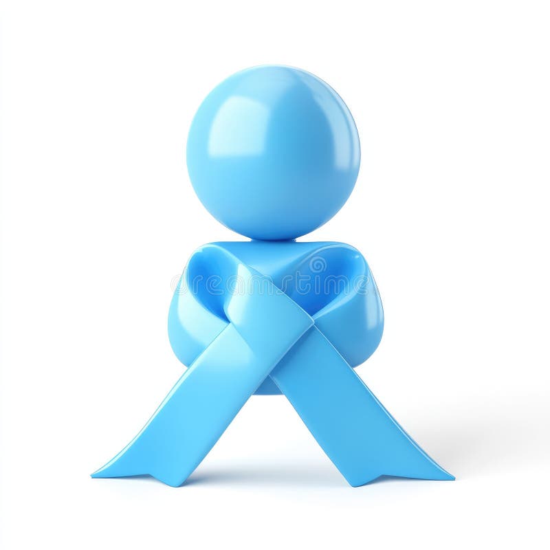 3D Render of Light Blue Figure with Ribbon Stock Illustration ...