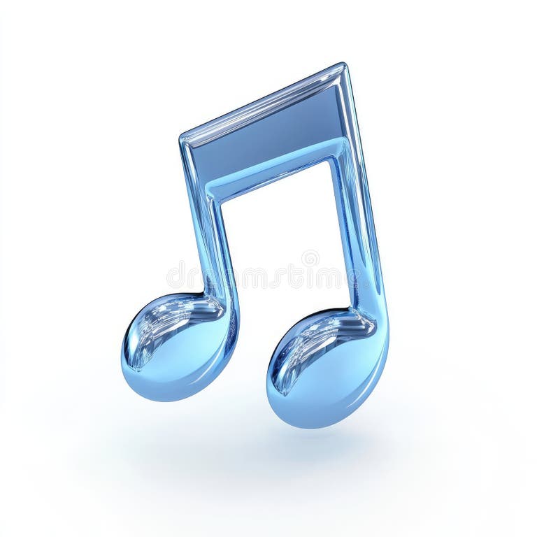 Stunning Blue Glass Music Note, 3D Render Stock Illustration ...