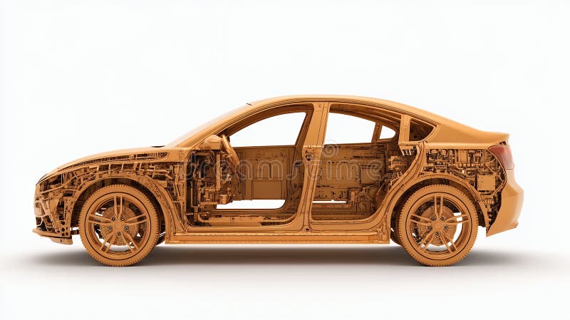 3D Rendered Light Brown Car Chassis Structure Stock Illustration ...