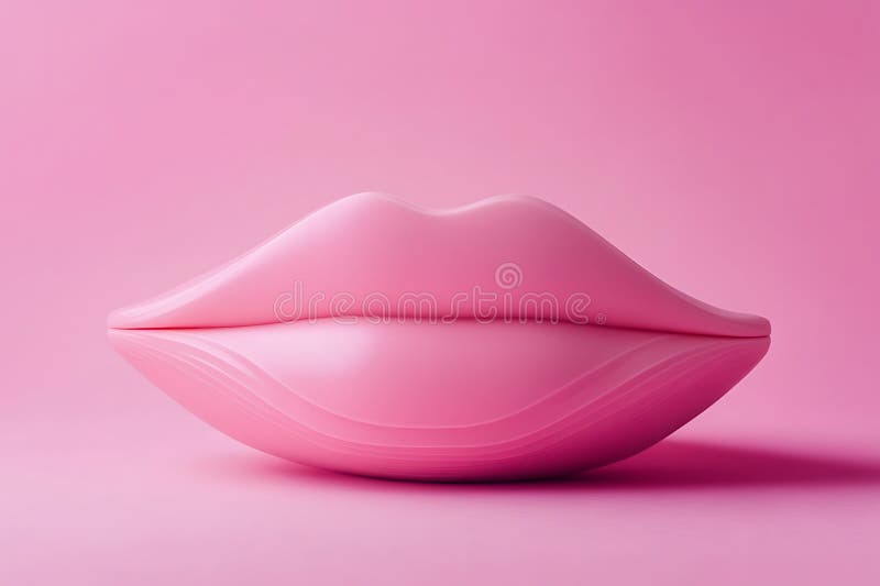3D Rendered Lips, Abstract Shape, Glossy Pink, Monochromatic, Smooth ...