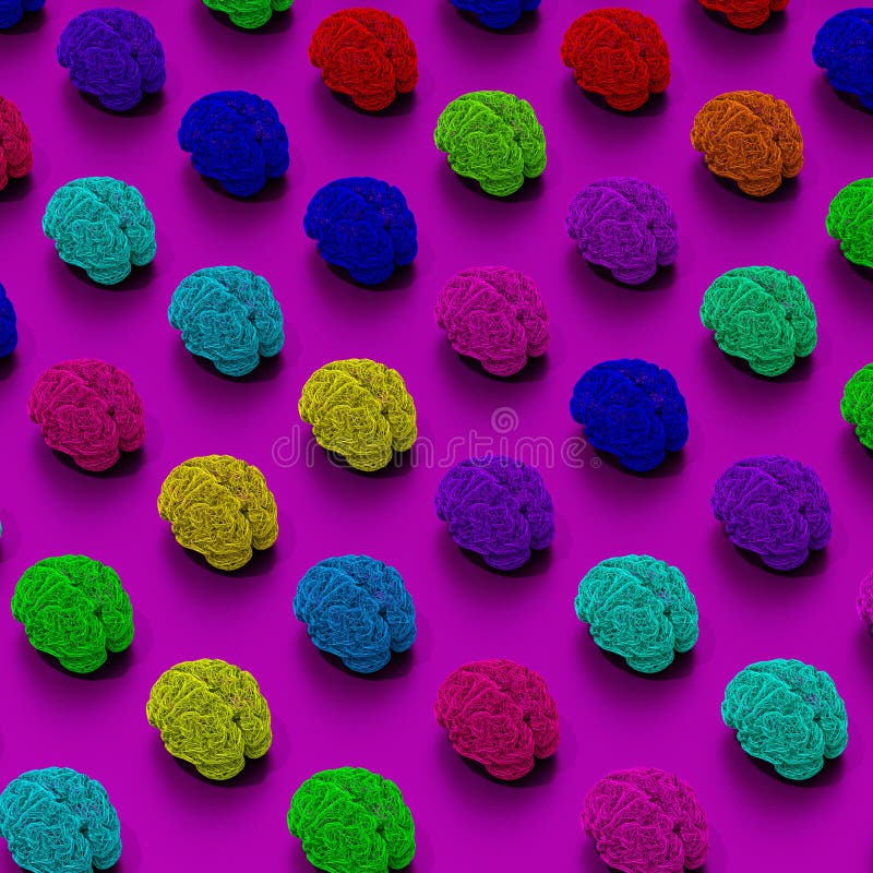 3d Rendered Low Poly Brains Stock Illustration - Illustration of ...