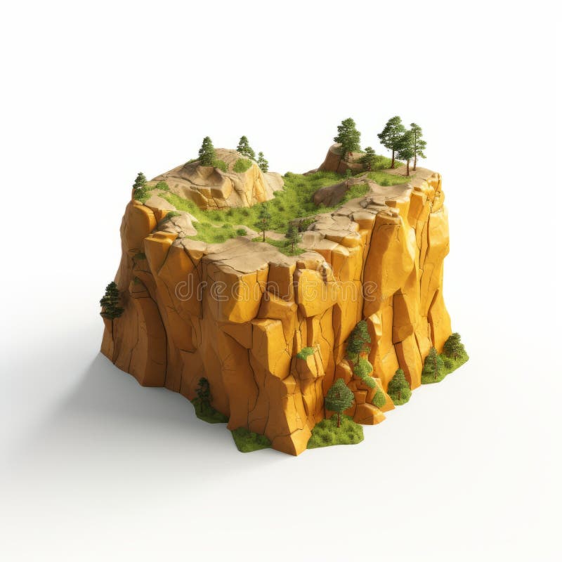 3d Rendered Low-resolution Forest Landscape Model on Shiny Plastic ...