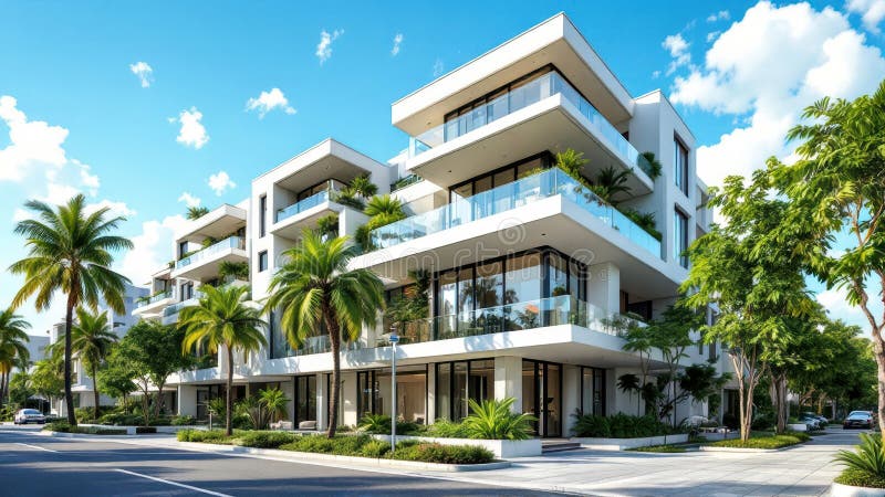 3D Rendered of Luxury Modern Apartment Complex with Contemporary ...
