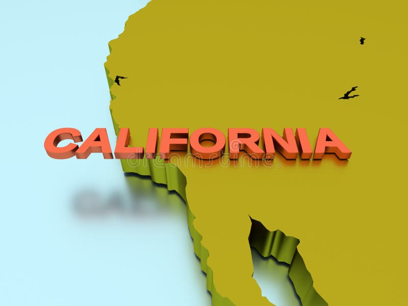 A 3D Rendered Map of California Stock Illustration - Illustration of ...