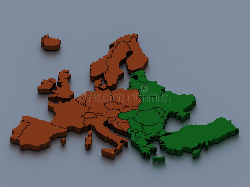 3D Rendered Map of Europe with Bright White Colors Stock Illustration ...