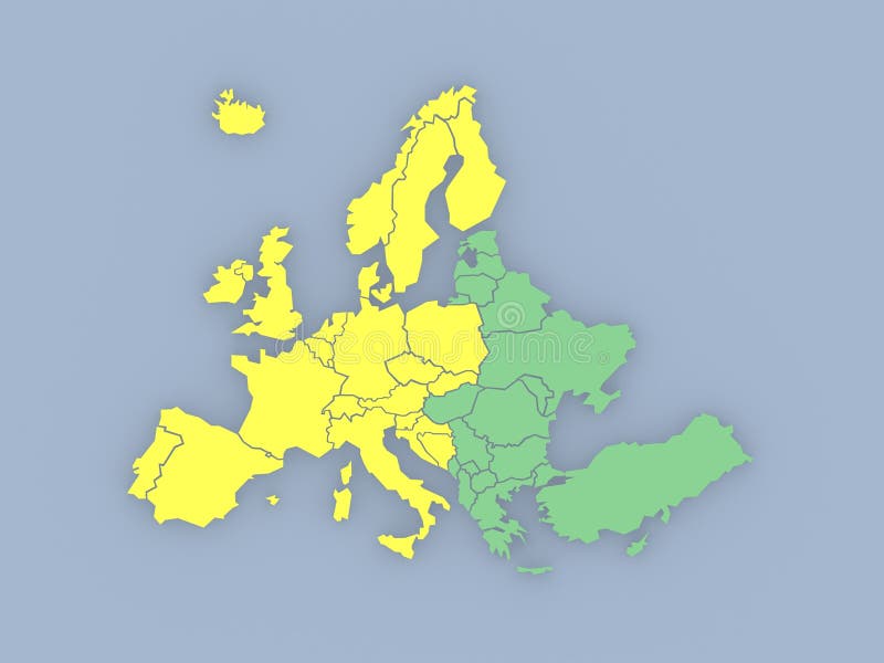 Yellow map of Europe stock illustration. Illustration of drawing - 21291520