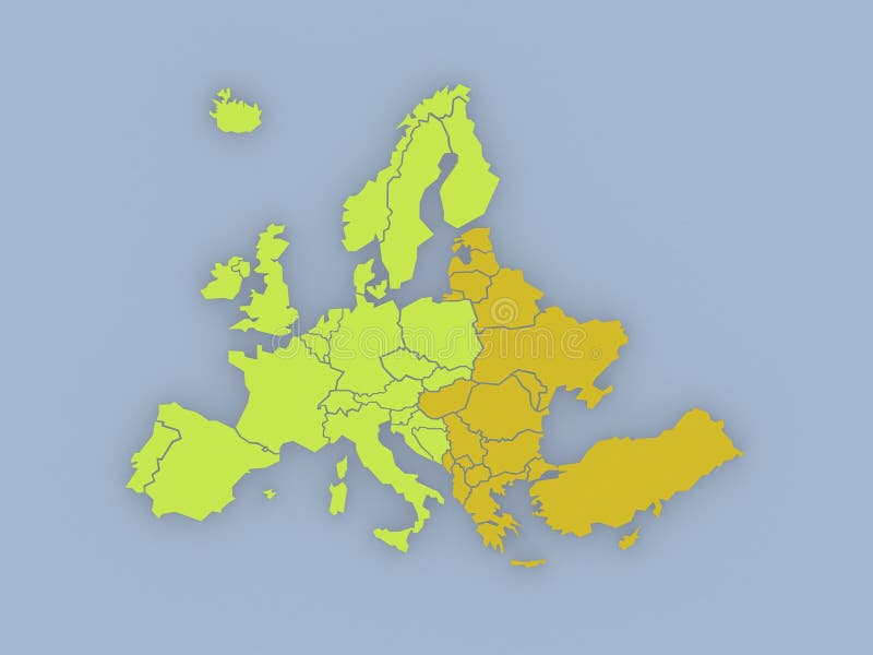 Yellow map of Europe stock illustration. Illustration of drawing - 21291520