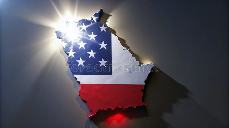 3D Rendered Map of Georgia at Night Detailed Geographic Representation ...