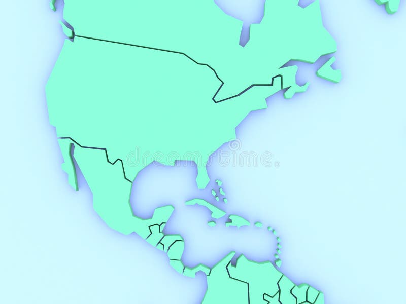 A 3D Rendered Map of Middle America in Green Stock Illustration ...