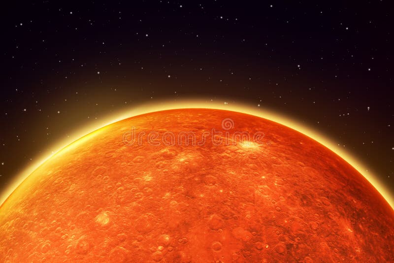 3D Rendered Mars Abstract Background of Space with Glowing Sunlight ...