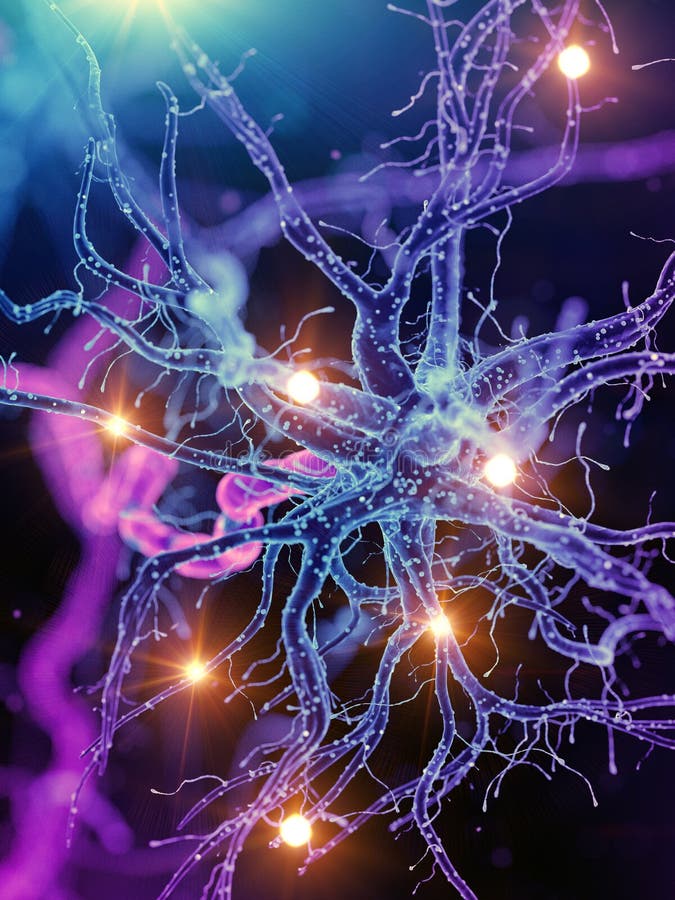 The active neuron cell stock illustration. Illustration of impulse ...
