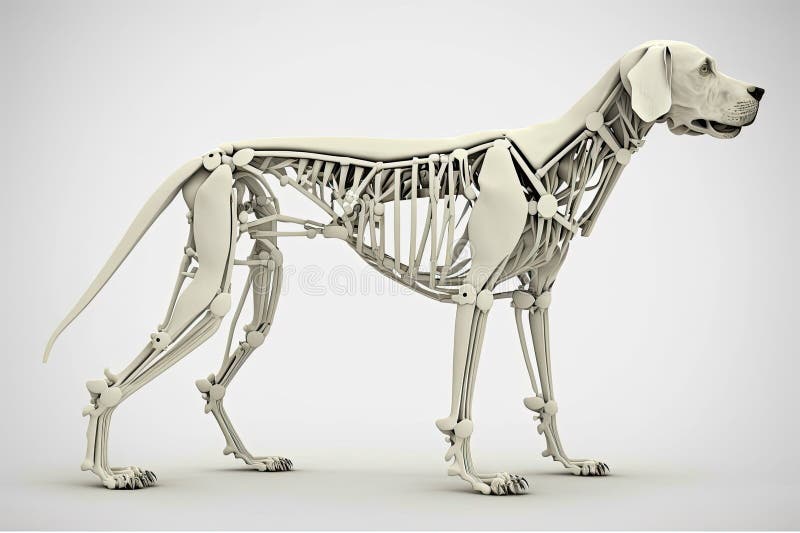 Detailed Illustration of the Dog Skeleton on White Background Stock ...