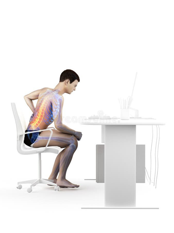 A man having a backache stock illustration. Illustration of curvature ...