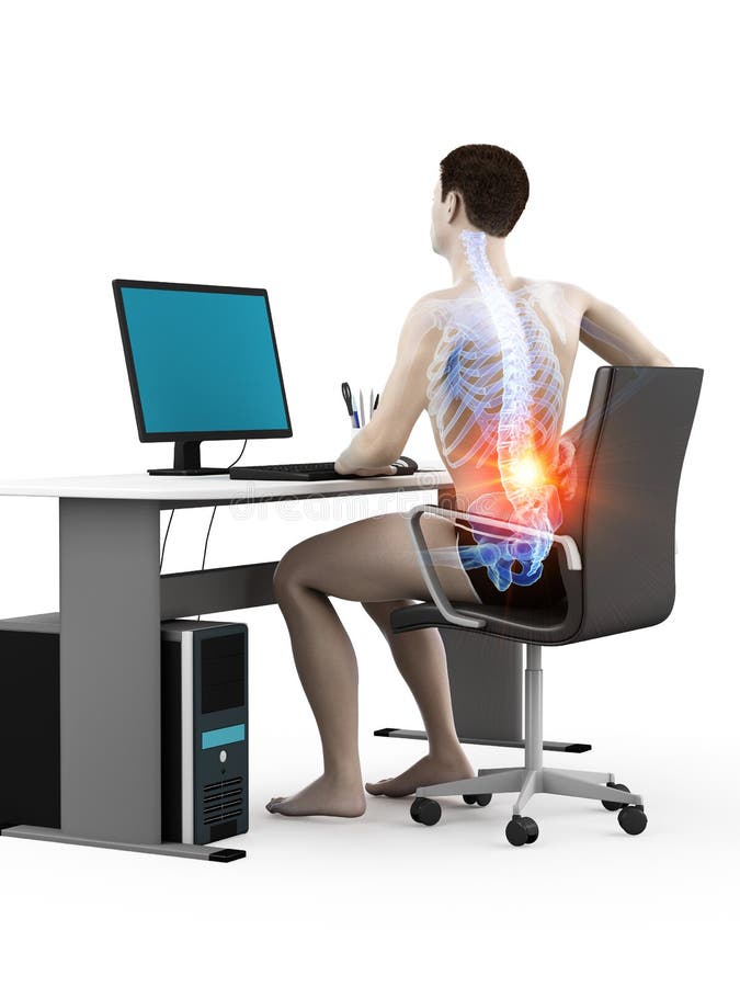 An Office Workers Painful Back Stock Illustration - Illustration of ...