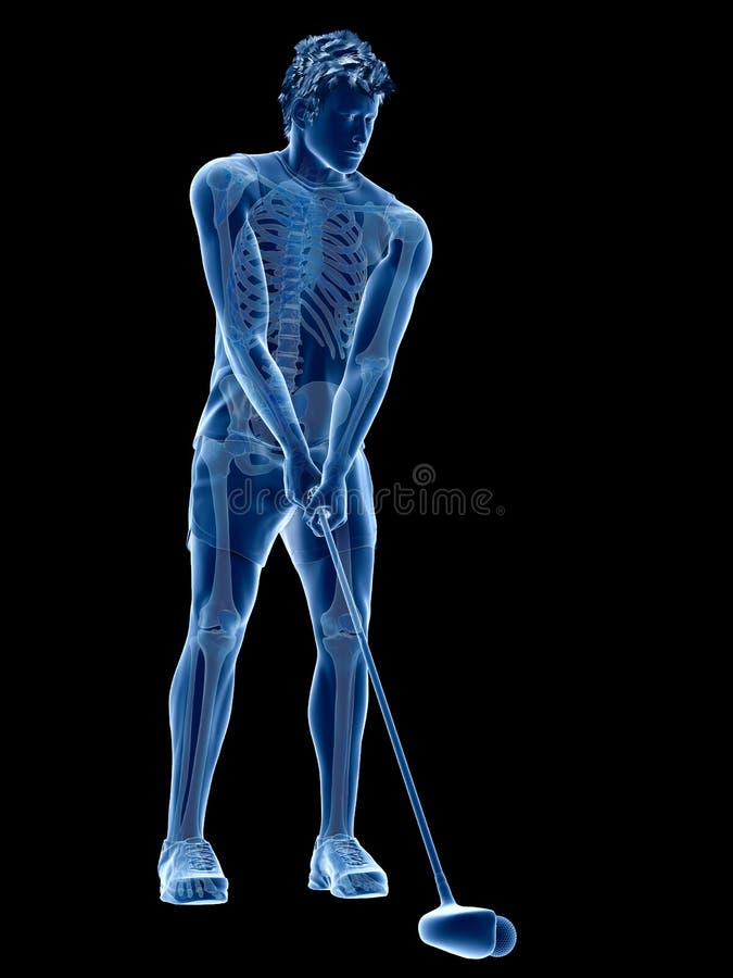 The Skeleton of a Golf Player Stock Illustration - Illustration of ...