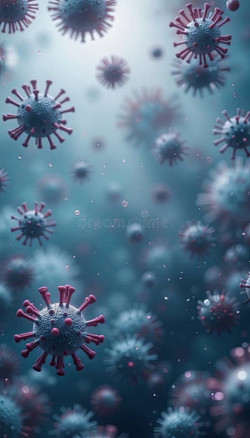 Microscopic Blue Viruses 3d Rendering Dark Background Stock Photos ...