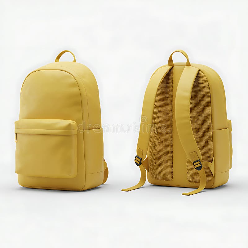 Stylish Mustard Yellow Leather Backpack Mockup Front and Back View ...