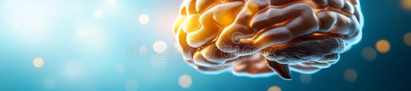 3D Rendered Brain Model with Glowing Details on Abstract Background ...
