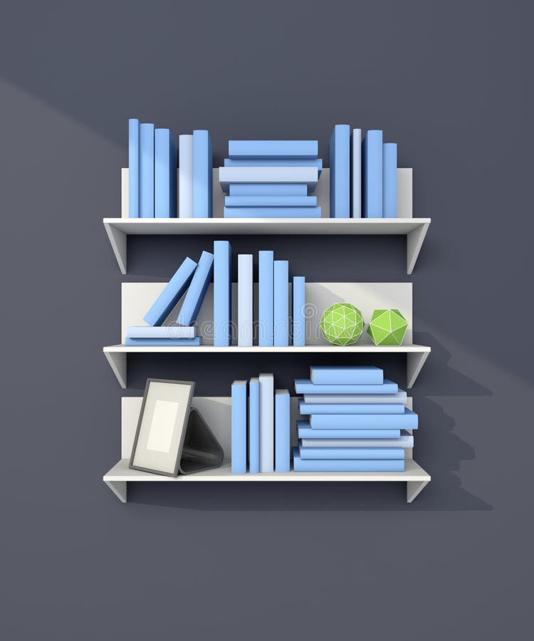 3d Rendered Modern Bookshelf Stock Illustration - Illustration of learn ...