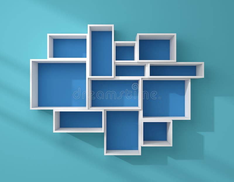 3d Rendered Modern Shelves. Stock Illustration - Illustration of shelve ...