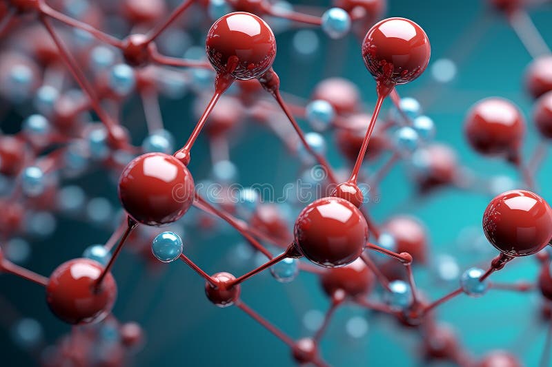 3d Rendered Molecule Network on Blue Background Stock Illustration ...
