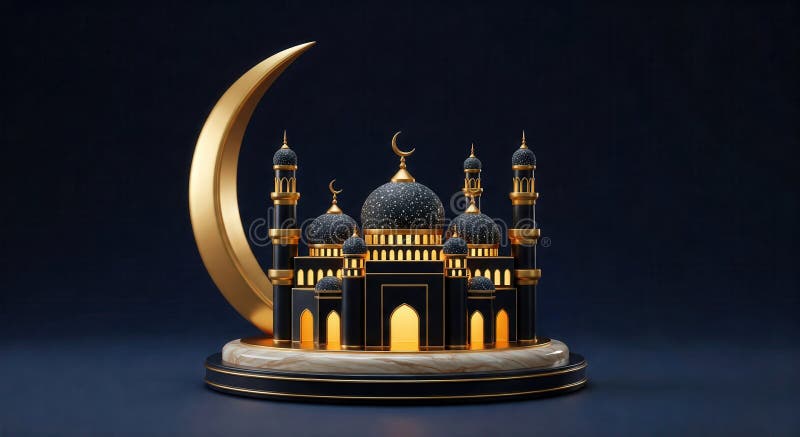 3d Rendered Mosque Islamic Background Stock Illustration - Illustration ...