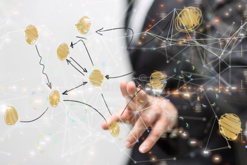 3D Rendered Neural Network Hovering in Man S Hand Stock Illustration ...